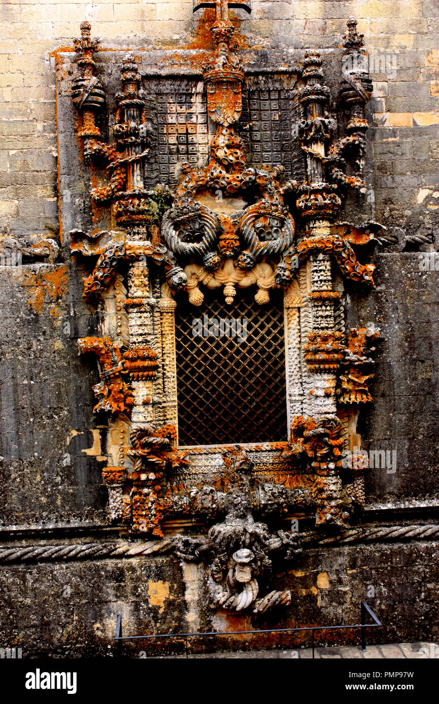 The Manueline window at the Convent of Christ in Tomar, Portugal Stock ...