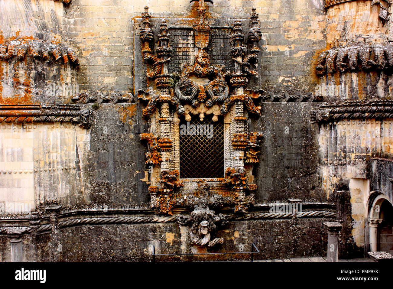 The Manueline window at the Convent of Christ in Tomar, Portugal Stock ...