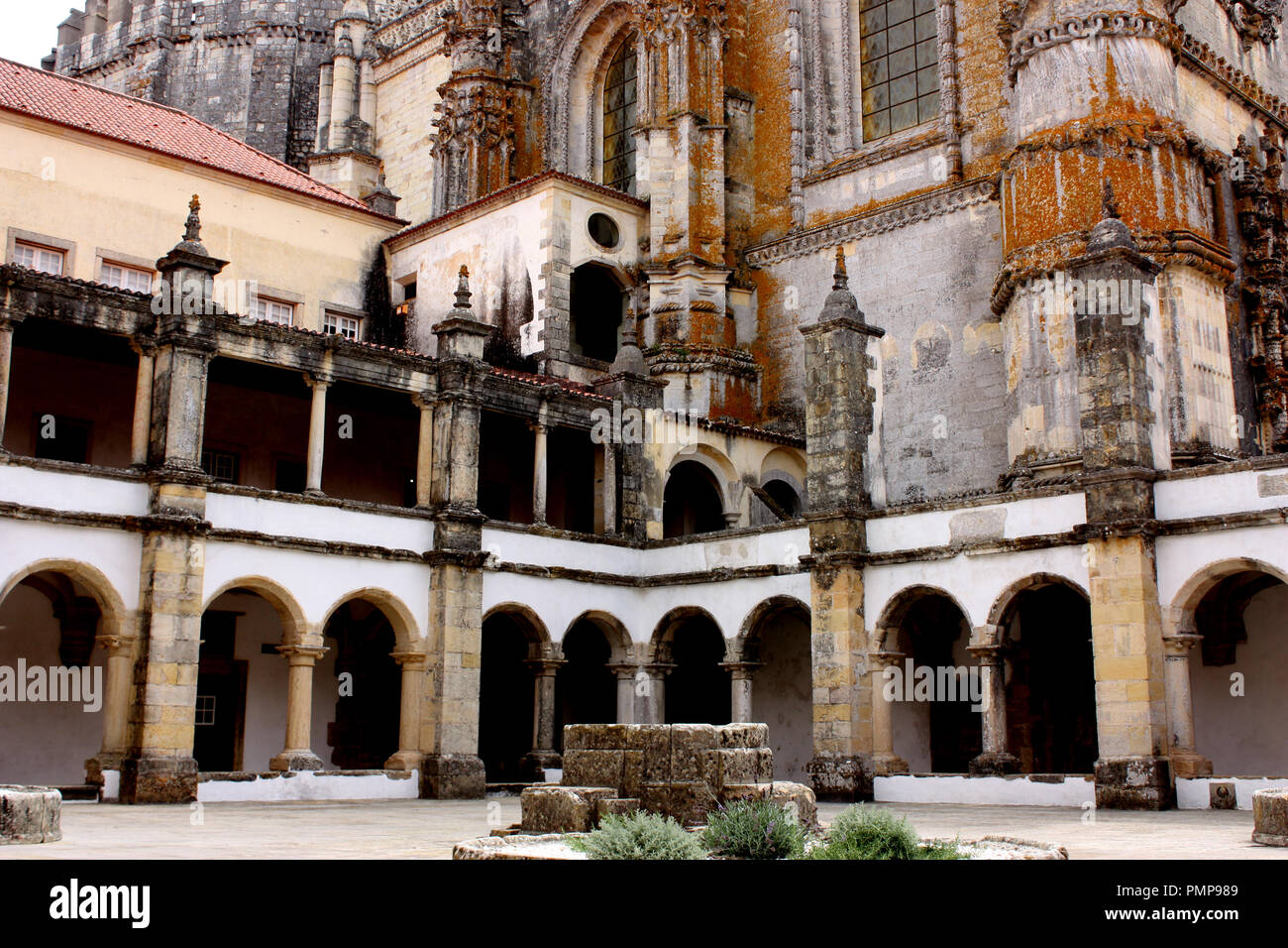 Inner courtyard at the Convent of Christ in Tomar, Portugal Stock Photo ...