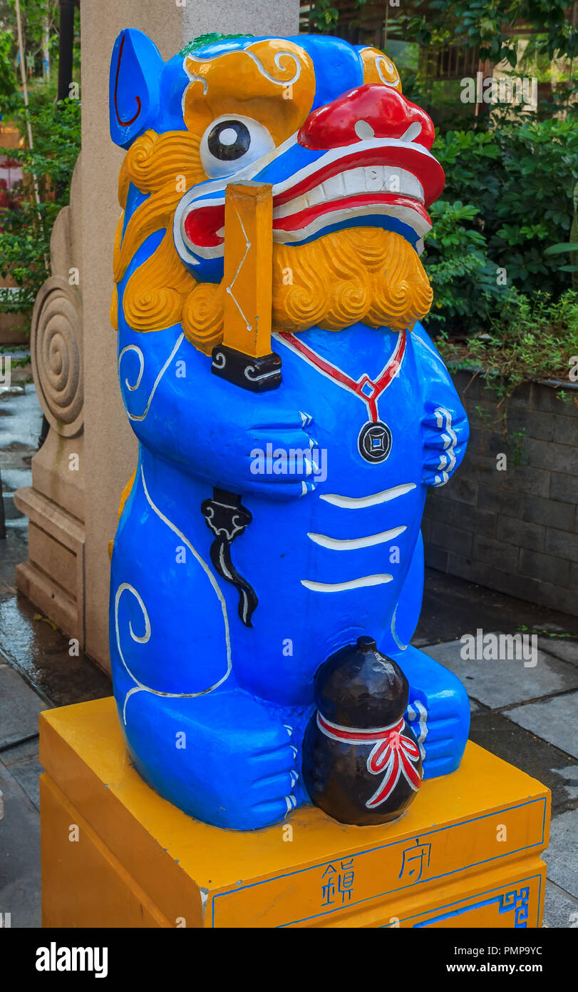 Blue Chinese lion or foo dog, Bixie, Pixiu decorations for the Mooncake ...