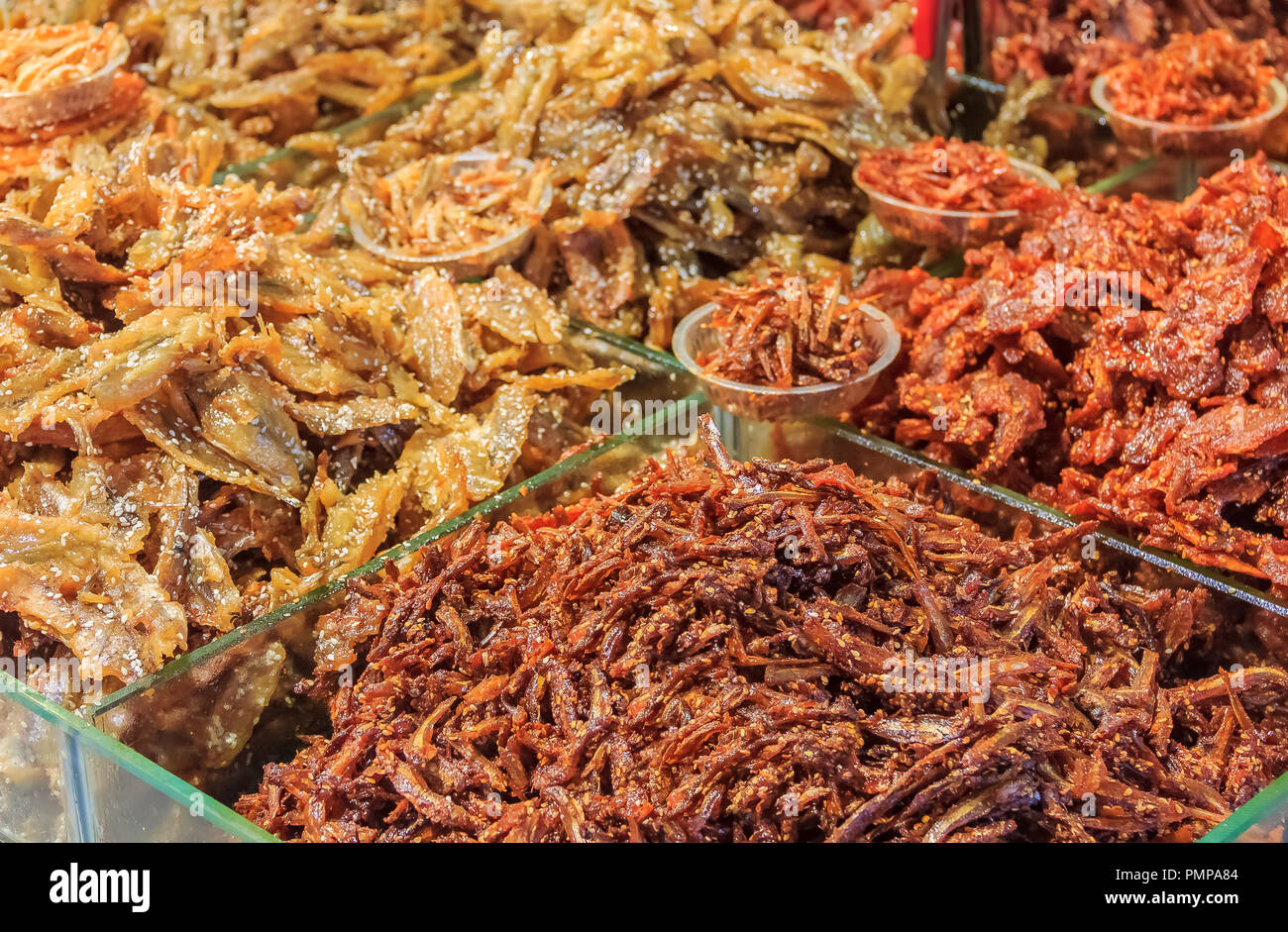 Dried fish on display at a Chinese market in Xiamen, China Stock Photo ...