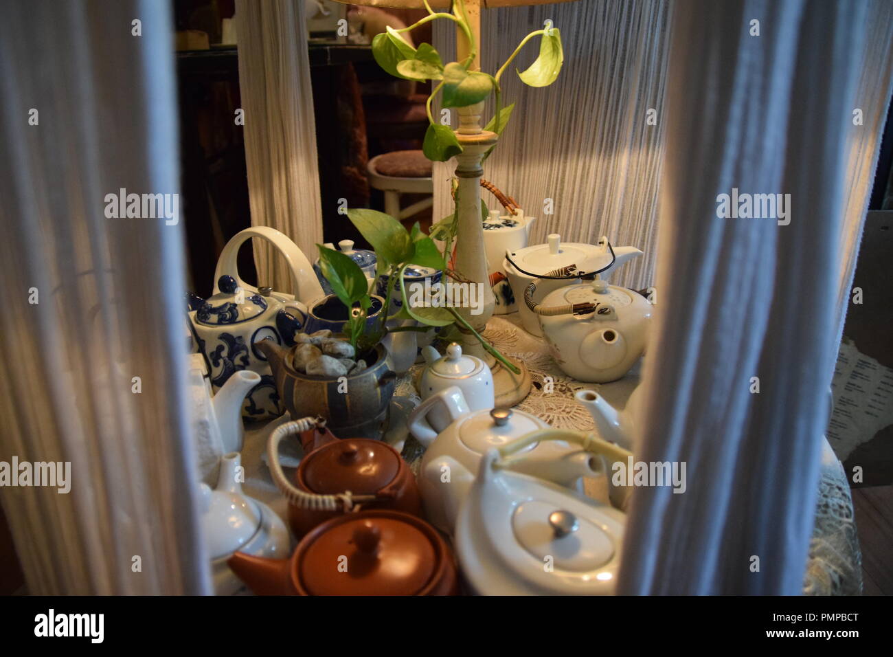 Tea pots on display Stock Photo - Alamy