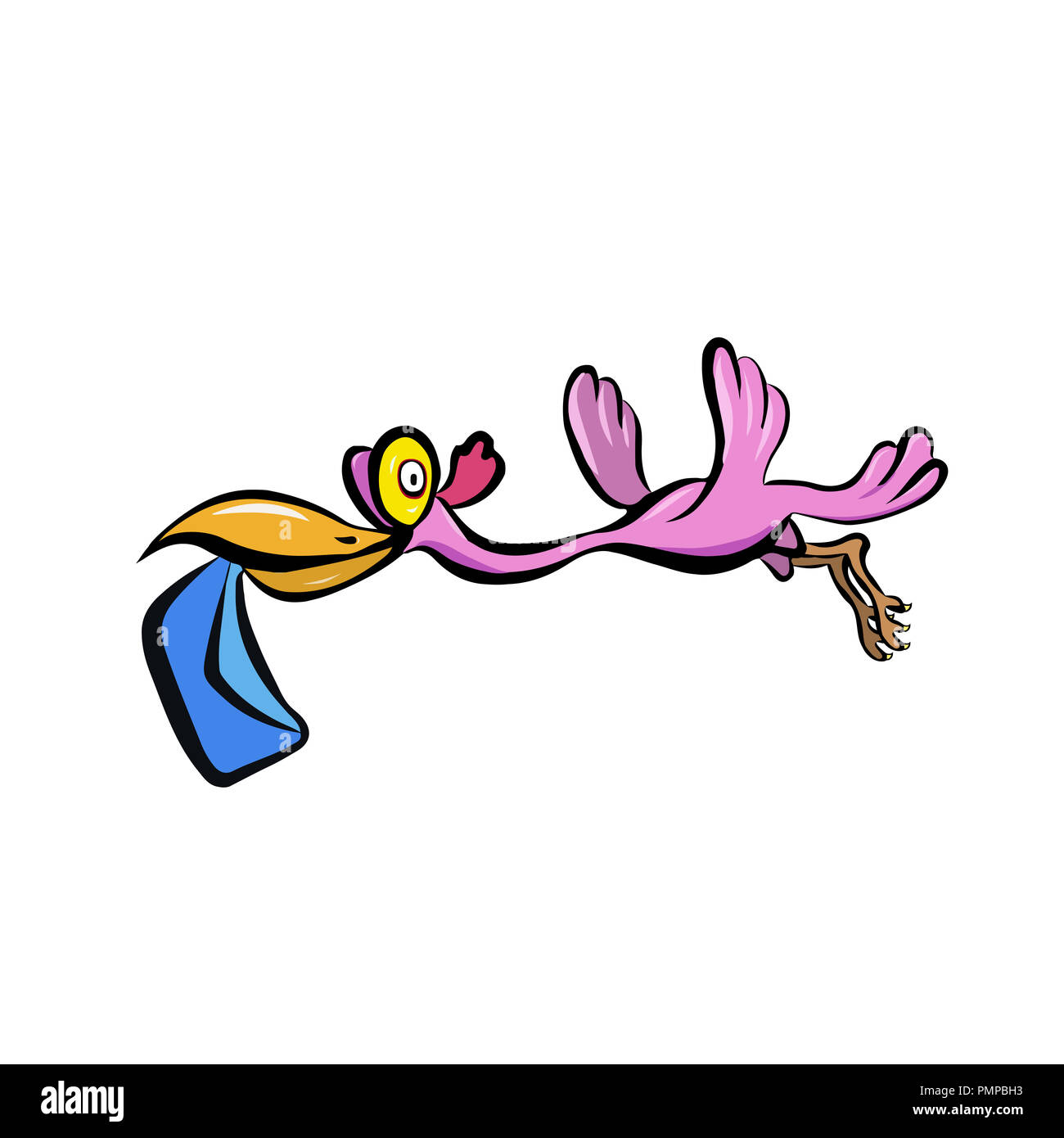 Stock Illustration Pink Stork on a White Background Stock Photo - Alamy