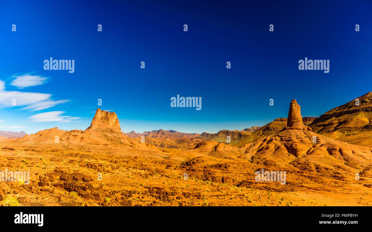View on rock formation in the mountain area of Jbel Sarhro in Morocco ...