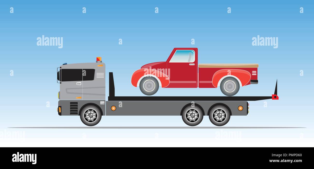 Slide on tow truck for emergency car move vector Stock Vector Image ...