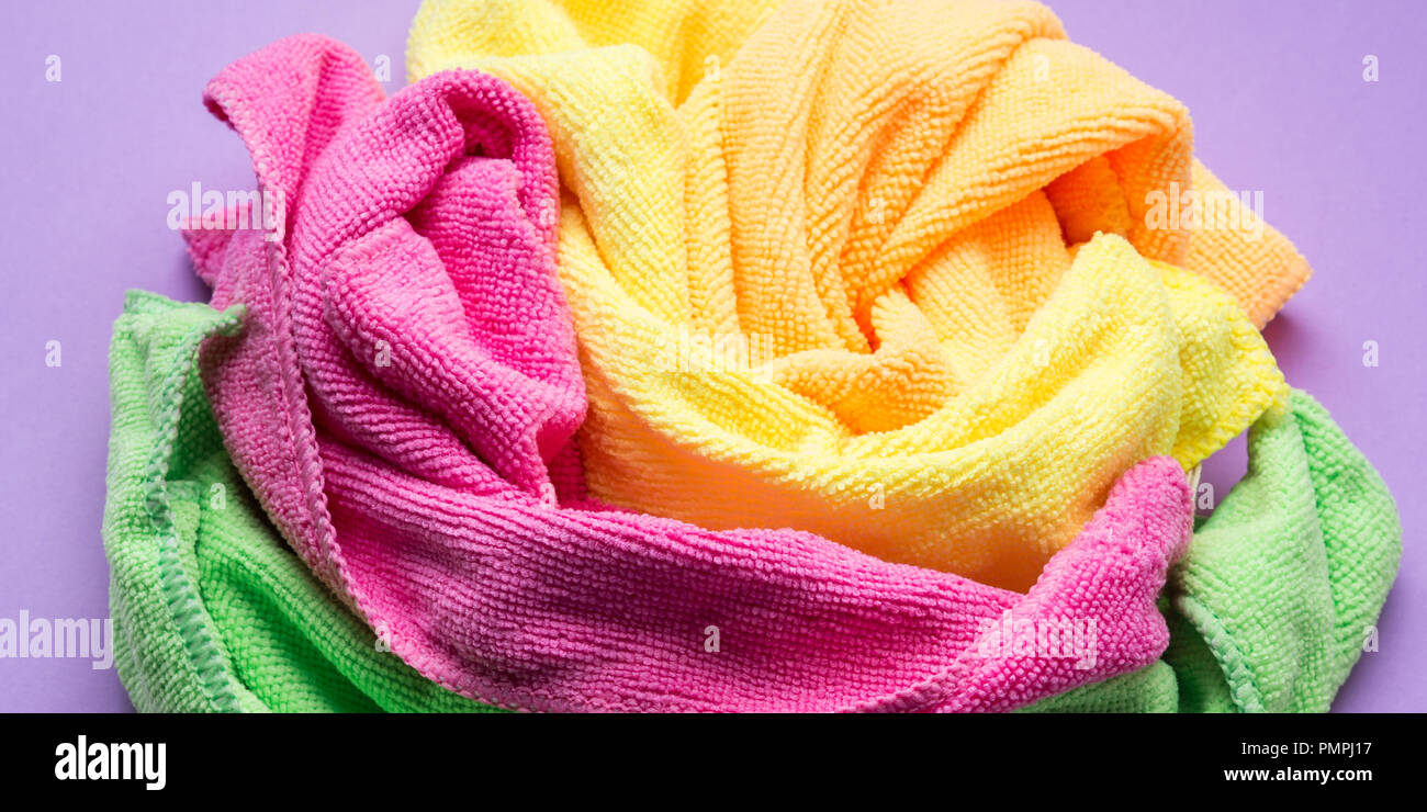 Background with microfiber set of colorful cleaning cloths Stock Photo ...