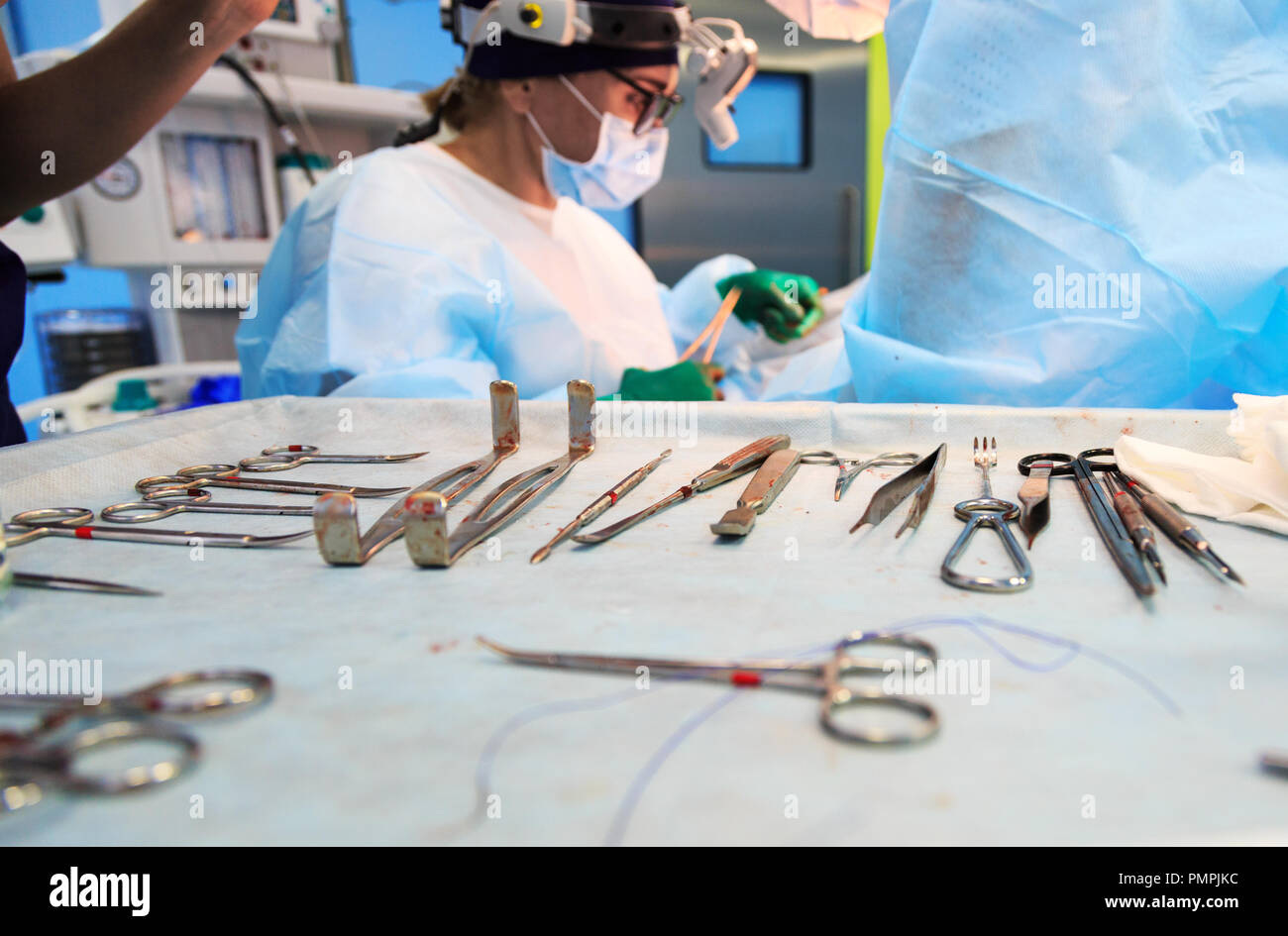Woman lying on operating table hi-res stock photography and images - Alamy