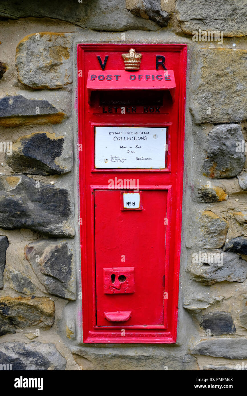 Vintage Queen Victoria royal mail post box at Ryedale Folk Museum ...