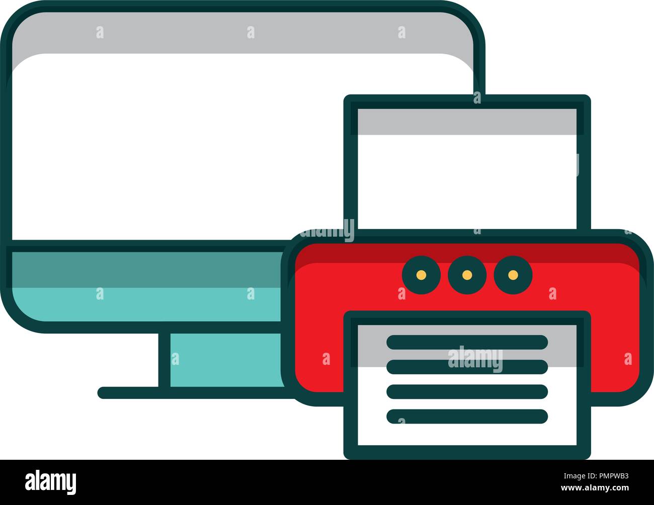 computer desktop with printer Stock Vector Image & Art - Alamy