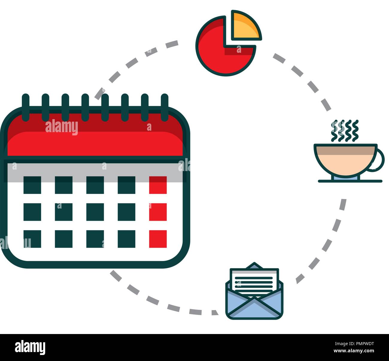 calendar reminder with set icons isolated icon Stock Vector Image & Art ...