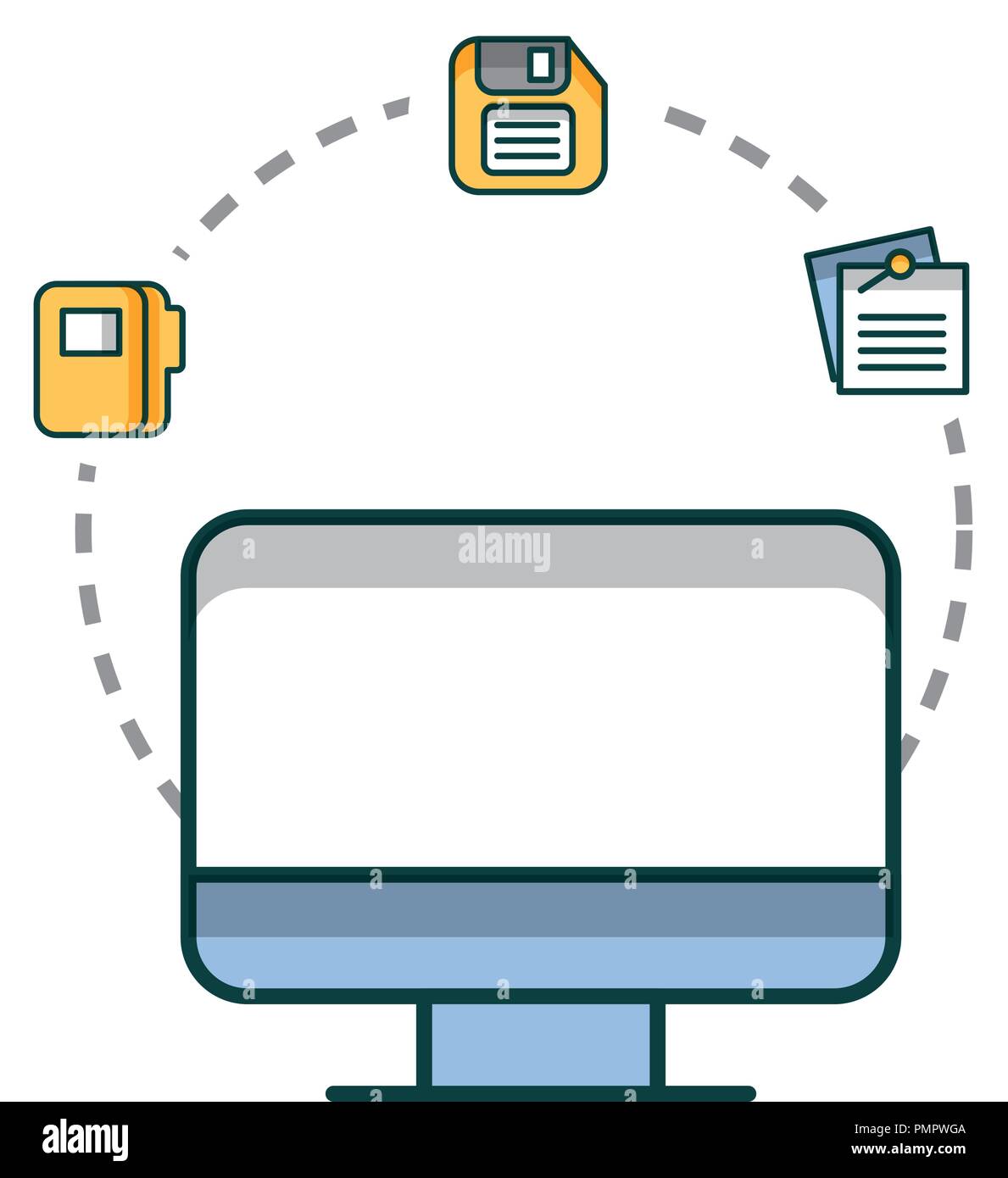 computer desktop with documents and floppy Stock Vector Image & Art - Alamy