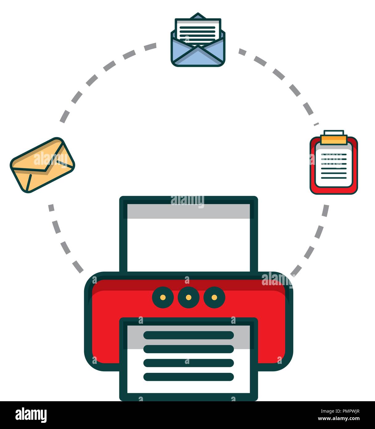 printer machine with envelope and clipboard Stock Vector Image & Art ...
