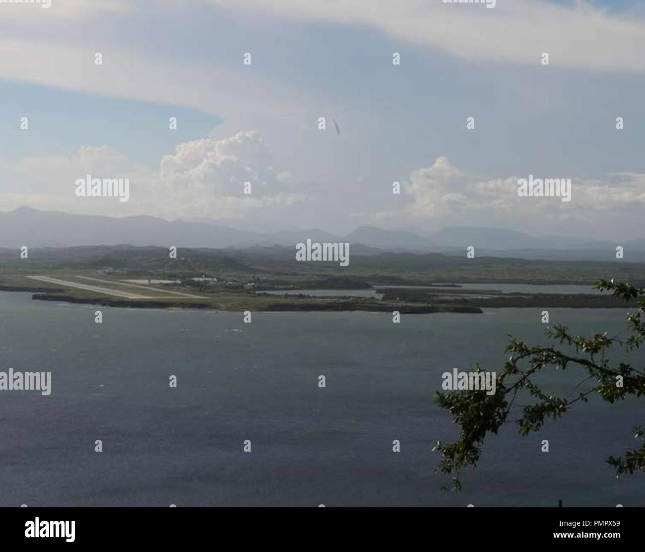Bird's eye view looking West over the mouth of Guantanamo Bay Stock ...