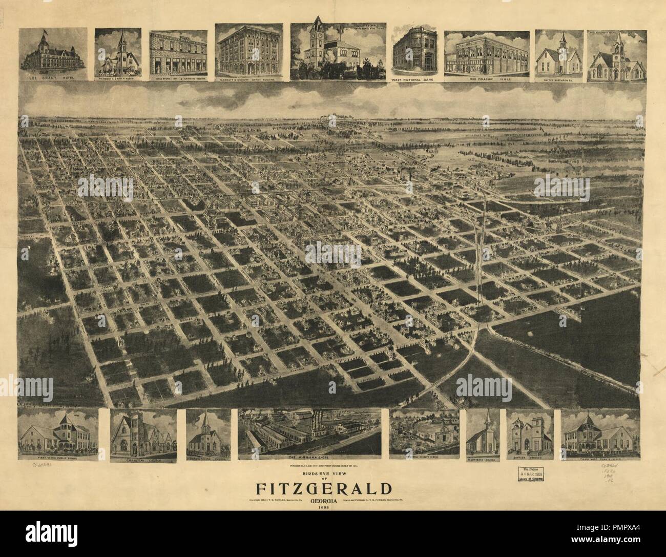 Bird's eye view of Fitzgerald, Georgia 1908 Stock Photo - Alamy