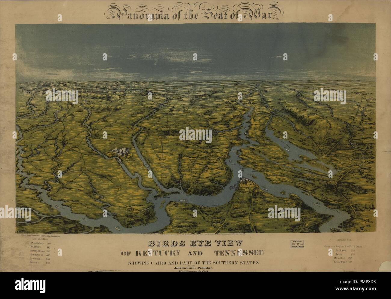 Birds eye view of Kentucky and Tennessee showing Cairo and part of the ...