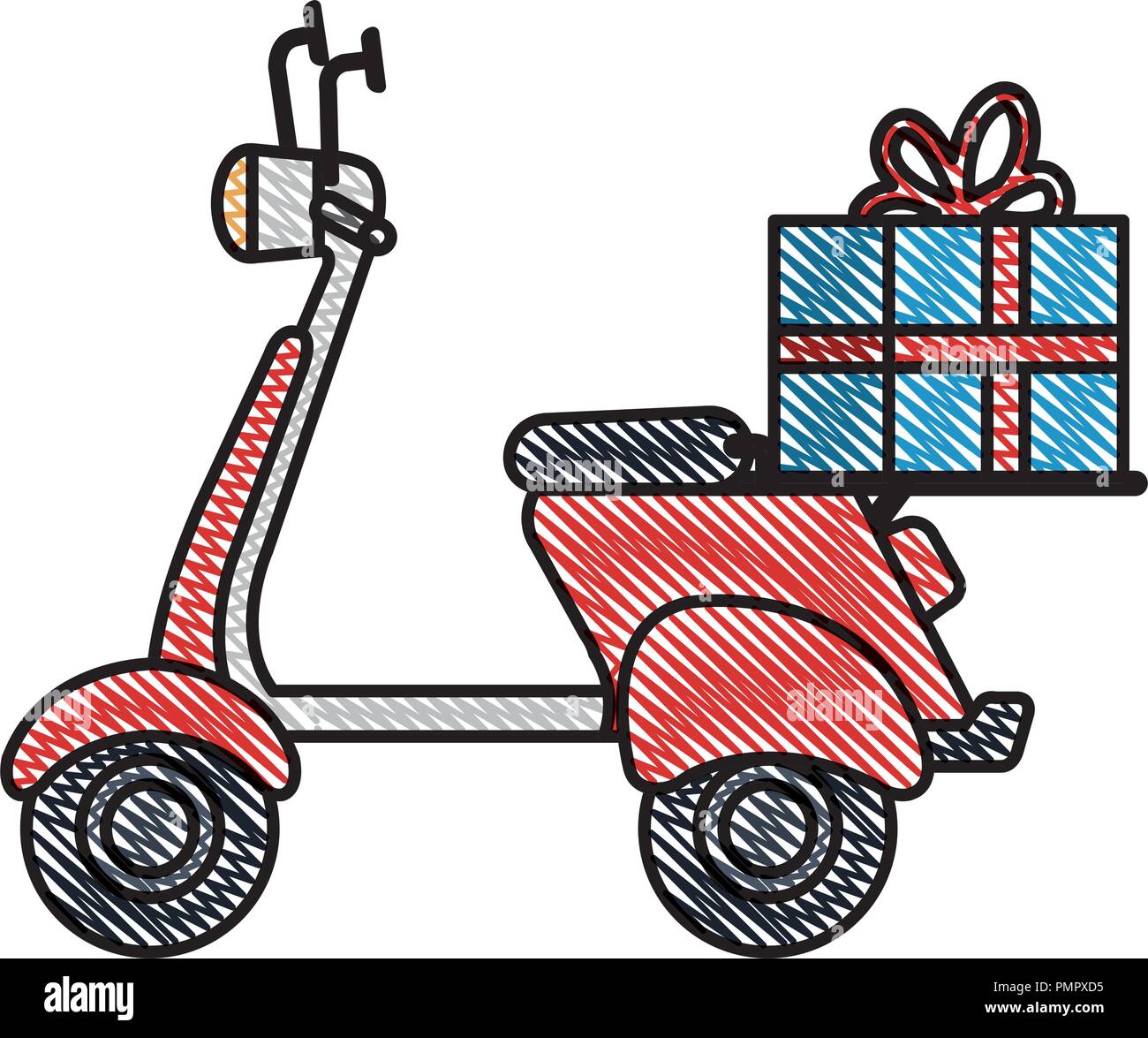 scooter motorcycle with gift Stock Vector Image & Art - Alamy