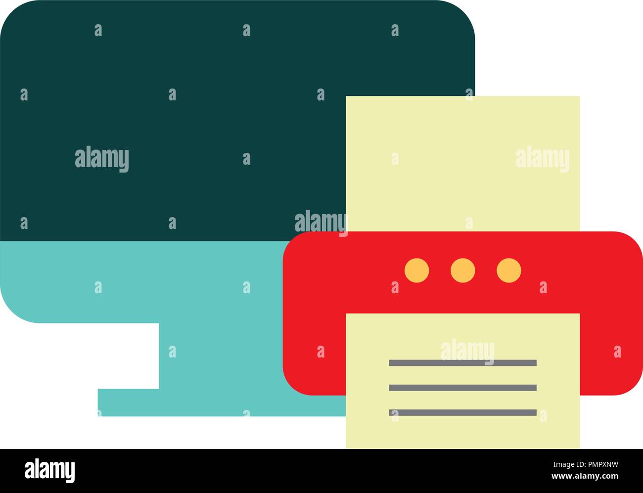 computer desktop with printer Stock Vector Image & Art - Alamy