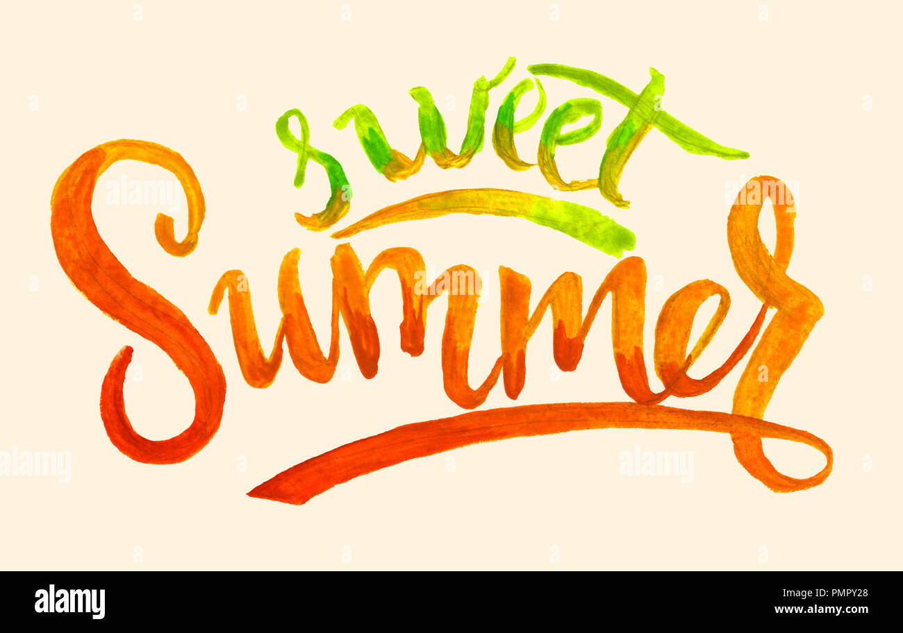 sweet summer, handwritten watercolor Stock Photo - Alamy