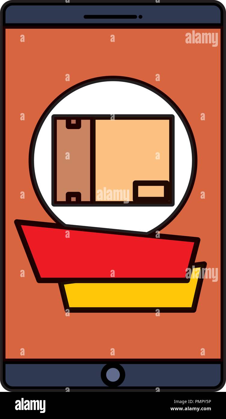 smartphone with box delivery app Stock Vector Image & Art - Alamy