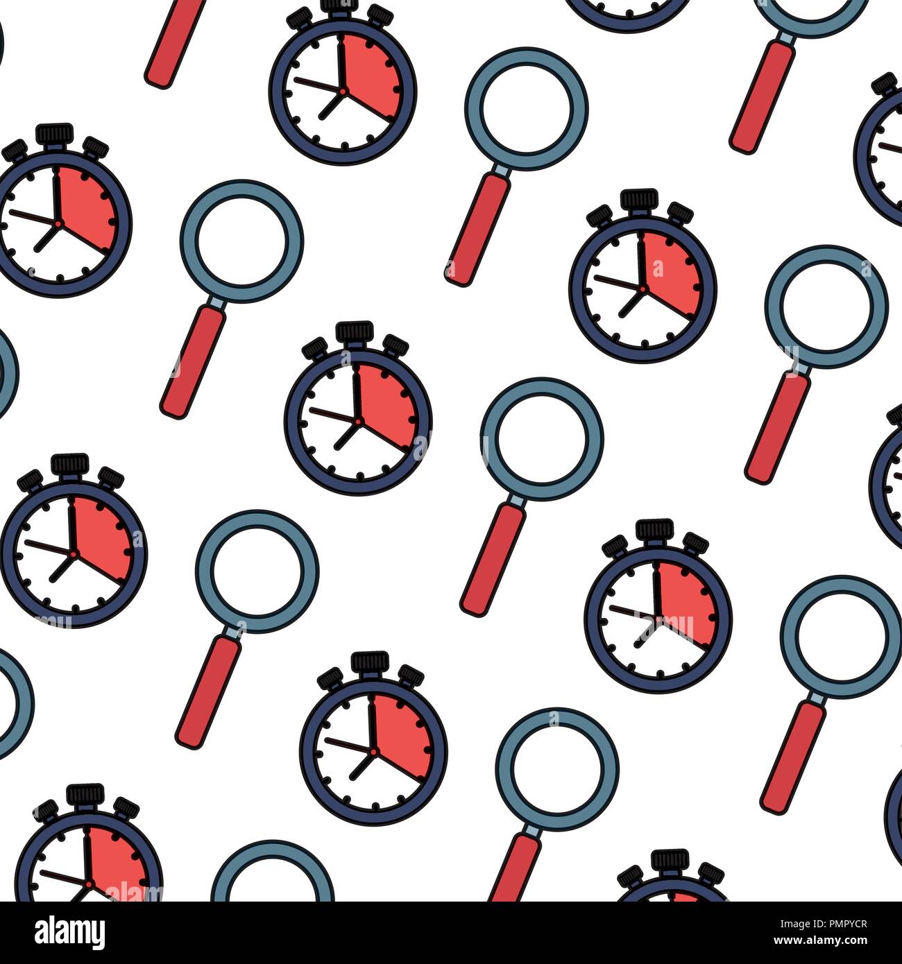 chronometer timer and magnifying glass pattern Stock Vector Image & Art ...
