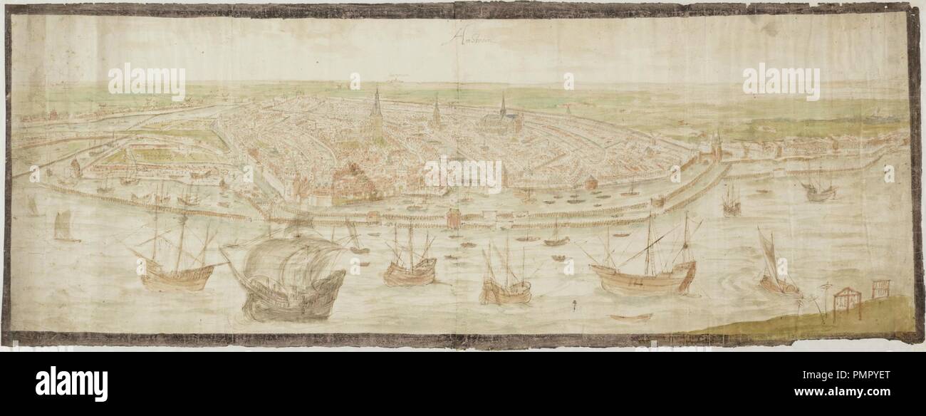 Bird's-eye view of Amsterdam by Anthonis van den Wijngaerde Stock Photo ...