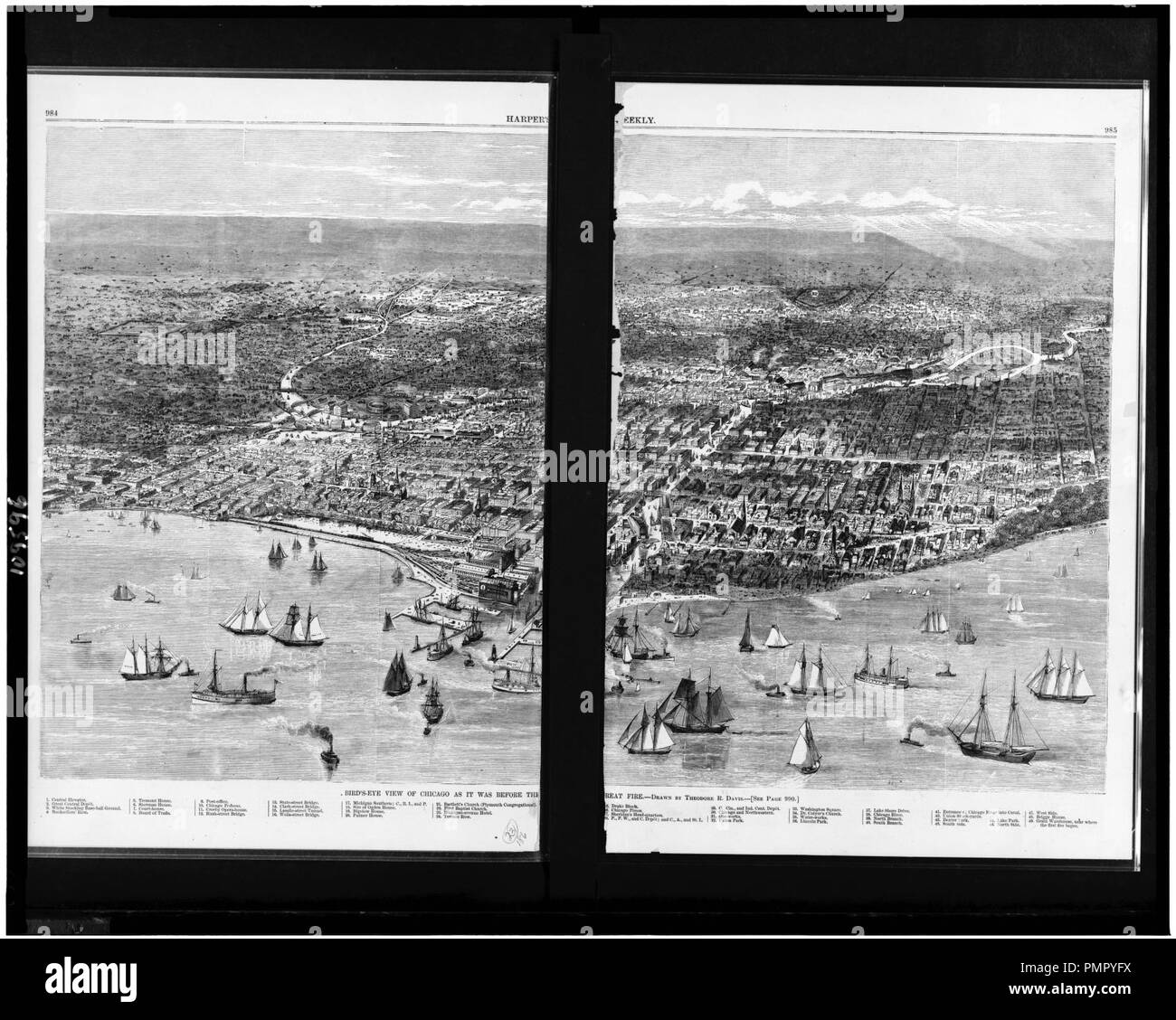 Bird's-eye view of Chicago as it was before the great fire - drawn by ...