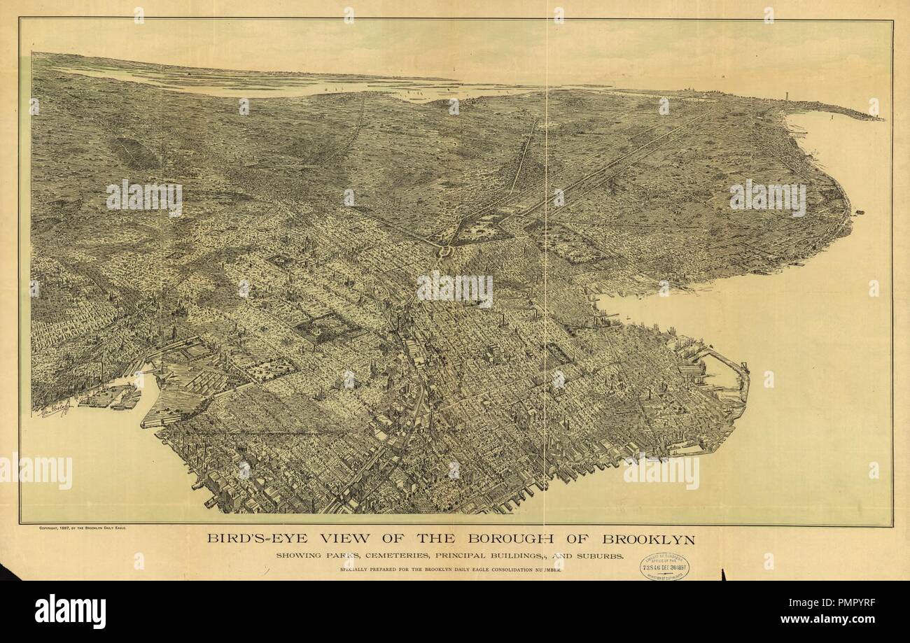 Bird's-eye view of the borough of Brooklyn - showing parks, cemeteries ...
