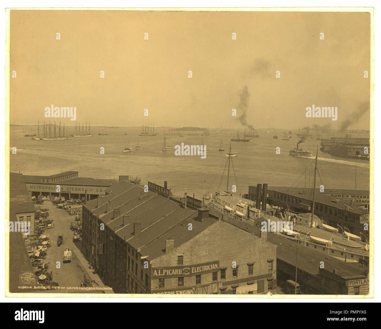 Bird's-eye view of waterfront, Boston, Mass Stock Photo - Alamy