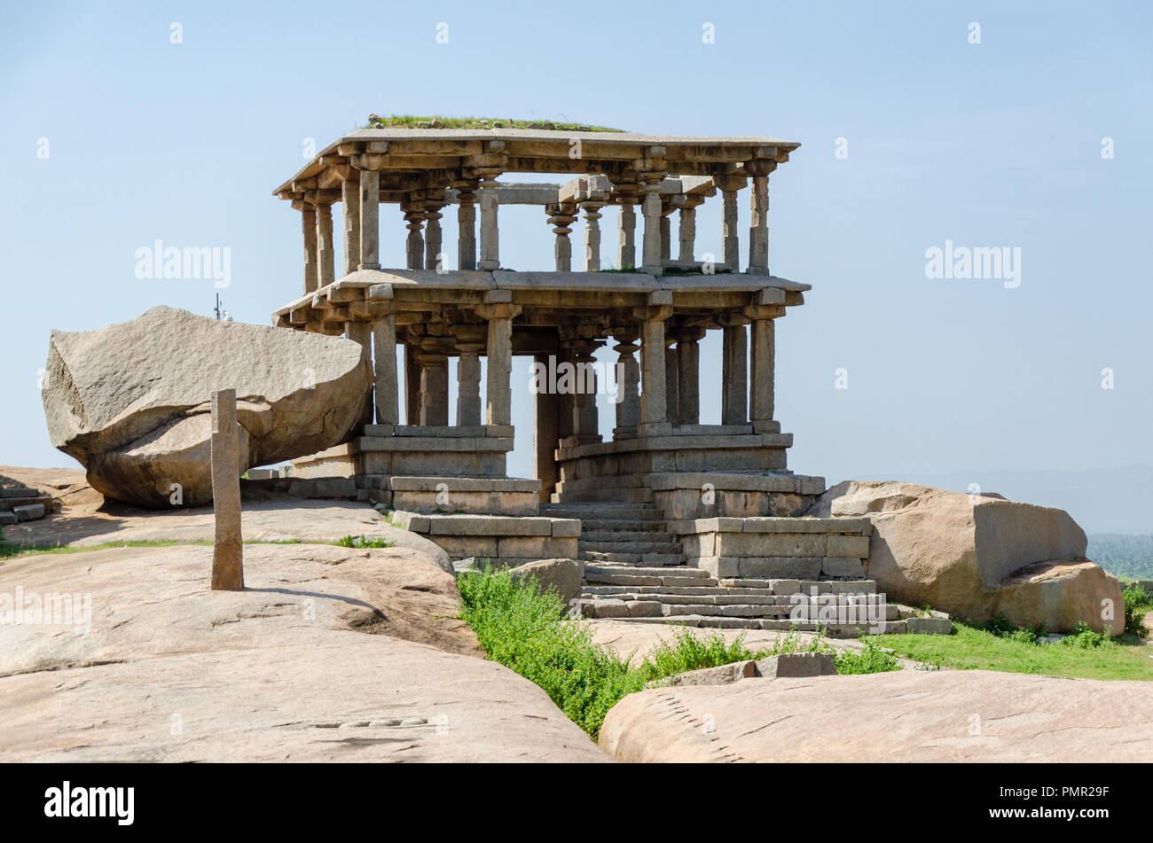 Beautiful ancient architecture of a two-storey granite pavilion on ...