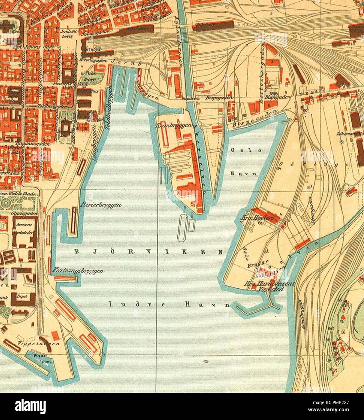 Bjørvika map 1917 Stock Photo - Alamy