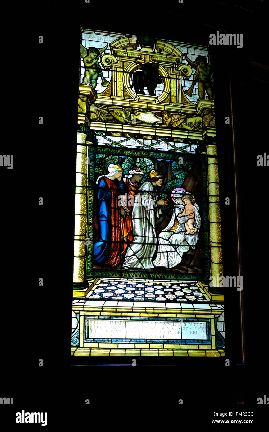 The wise men on a stained glass window in the Chapel at Castle Howard ...