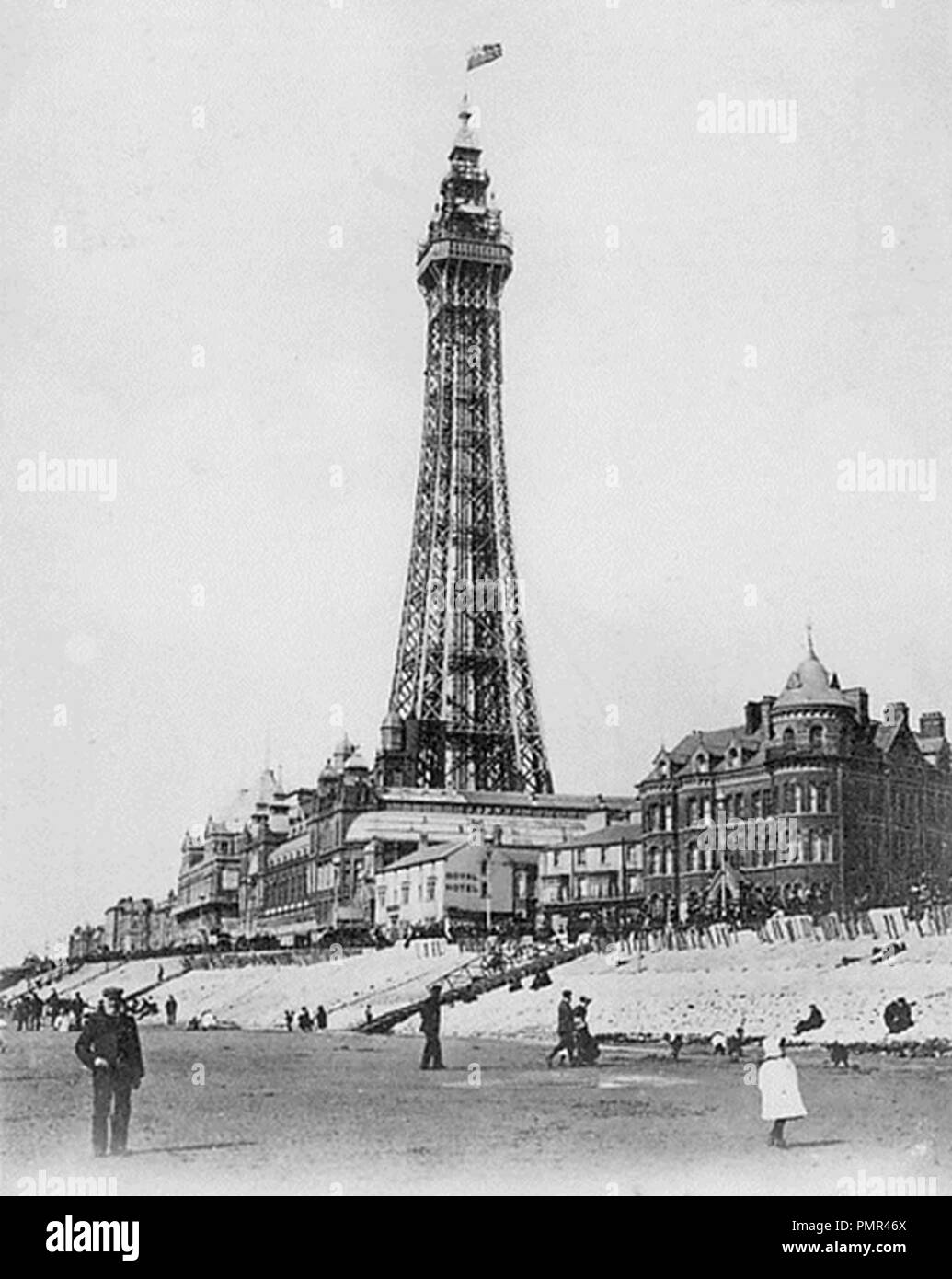 Blackpool tower from beach c1902b Stock Photo - Alamy