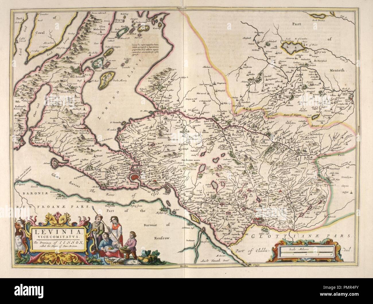 Blaeu - Atlas of Scotland 1654 - LEVINIA - Dunbarton Stock Photo - Alamy