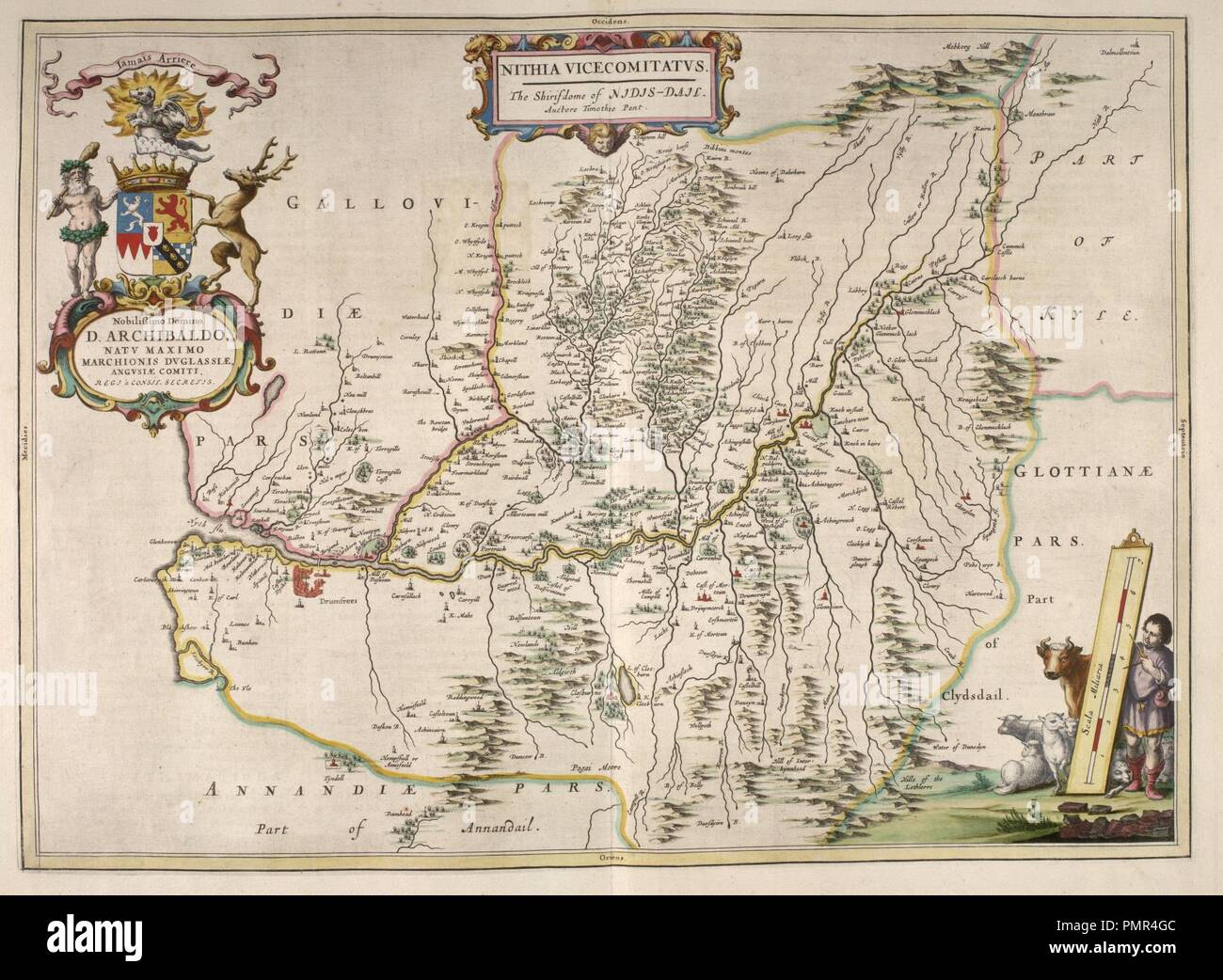 Blaeu - Atlas of Scotland 1654 - NITHIA - Nithsdale Stock Photo - Alamy