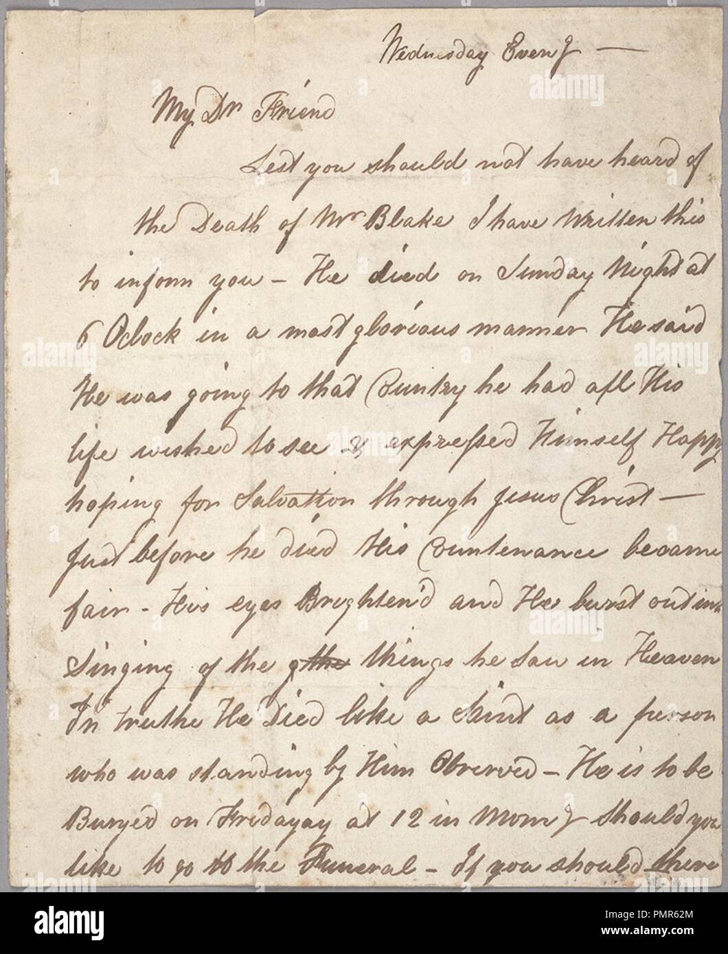 Blake Letter 15aug1827 1 1 lt 100 Stock Photo - Alamy