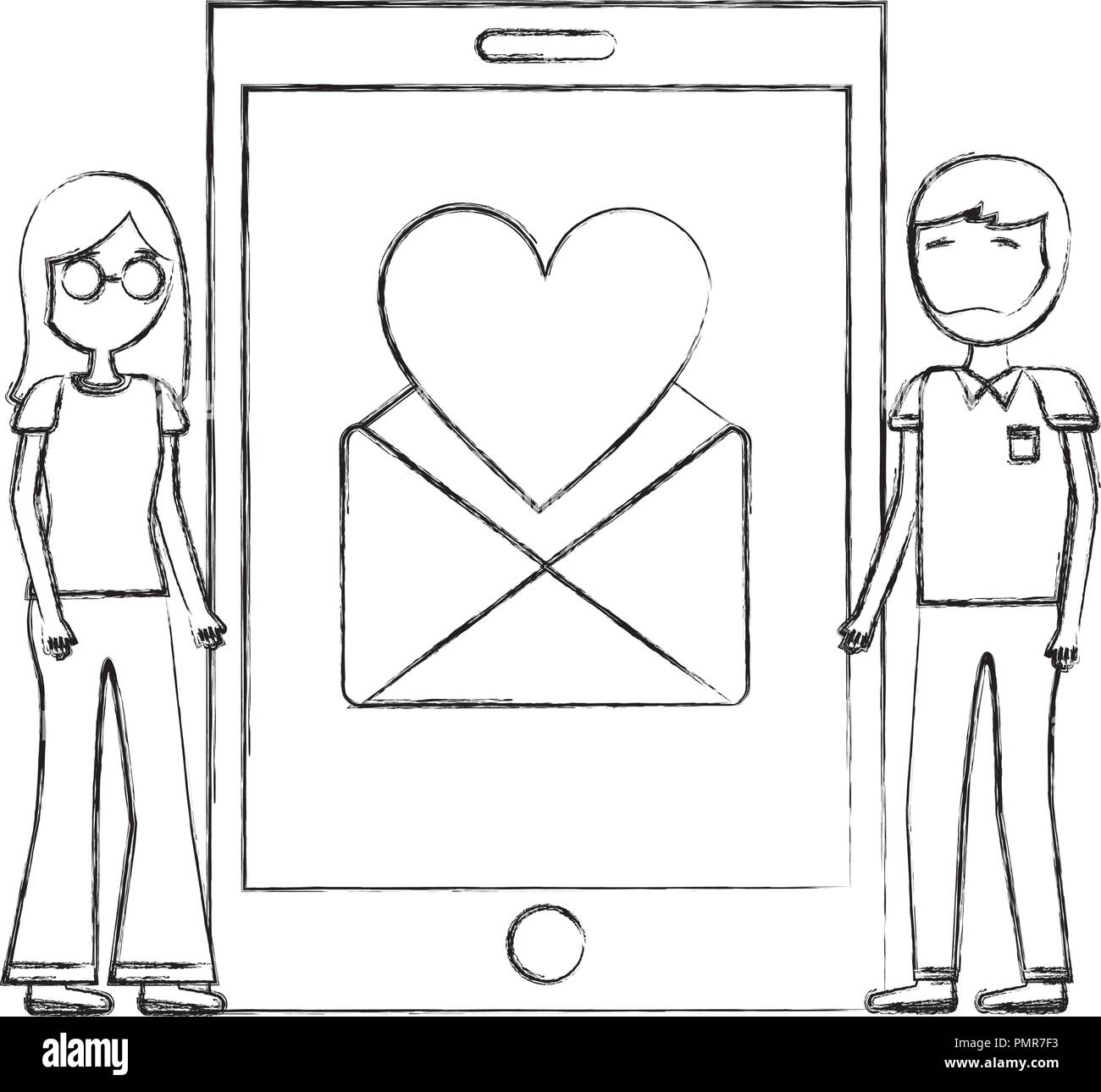 man and woman mobile love envelope letter Stock Vector Image & Art - Alamy