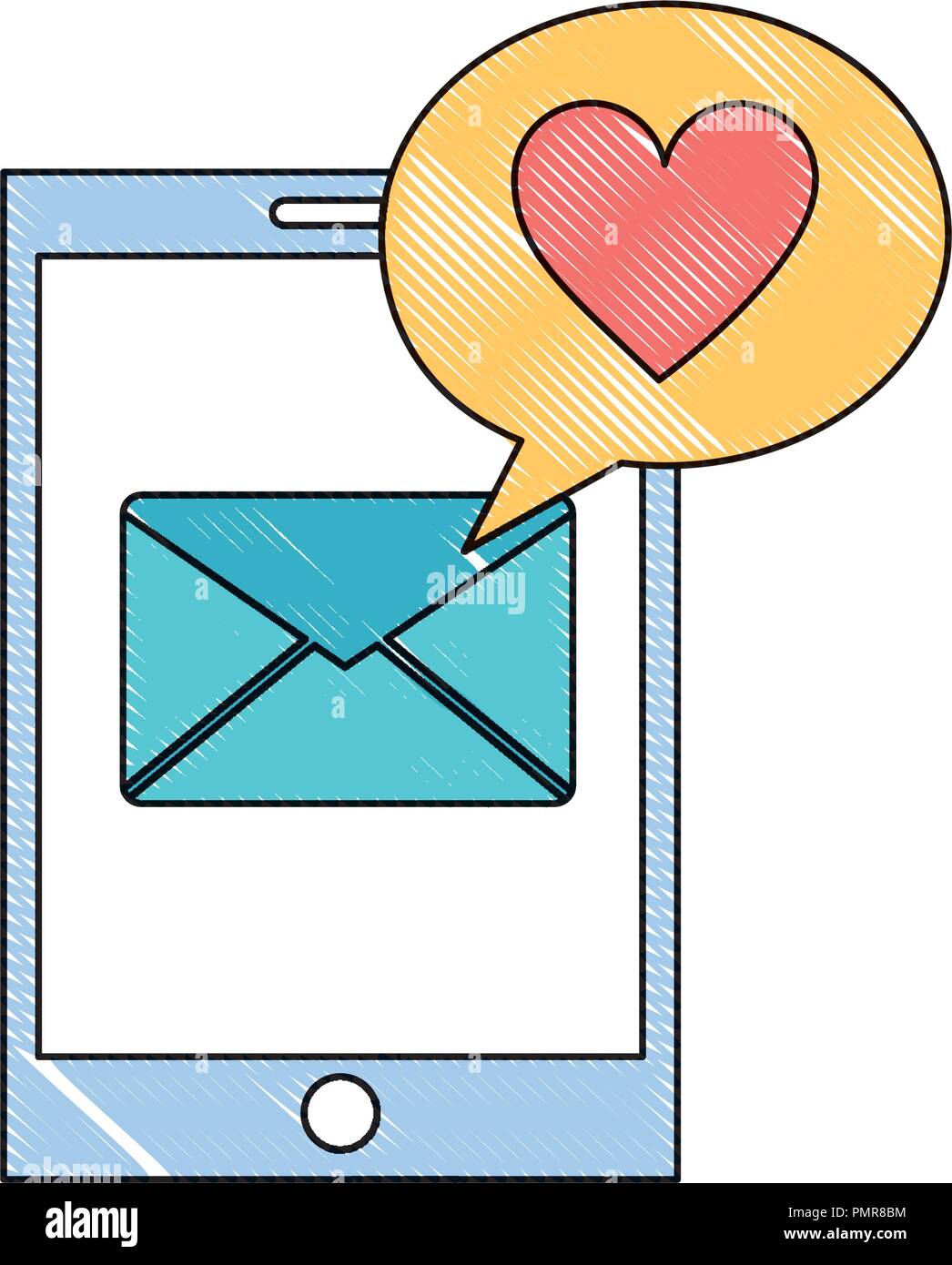 smartphone message mobile love heart romantic Stock Vector Image & Art ...