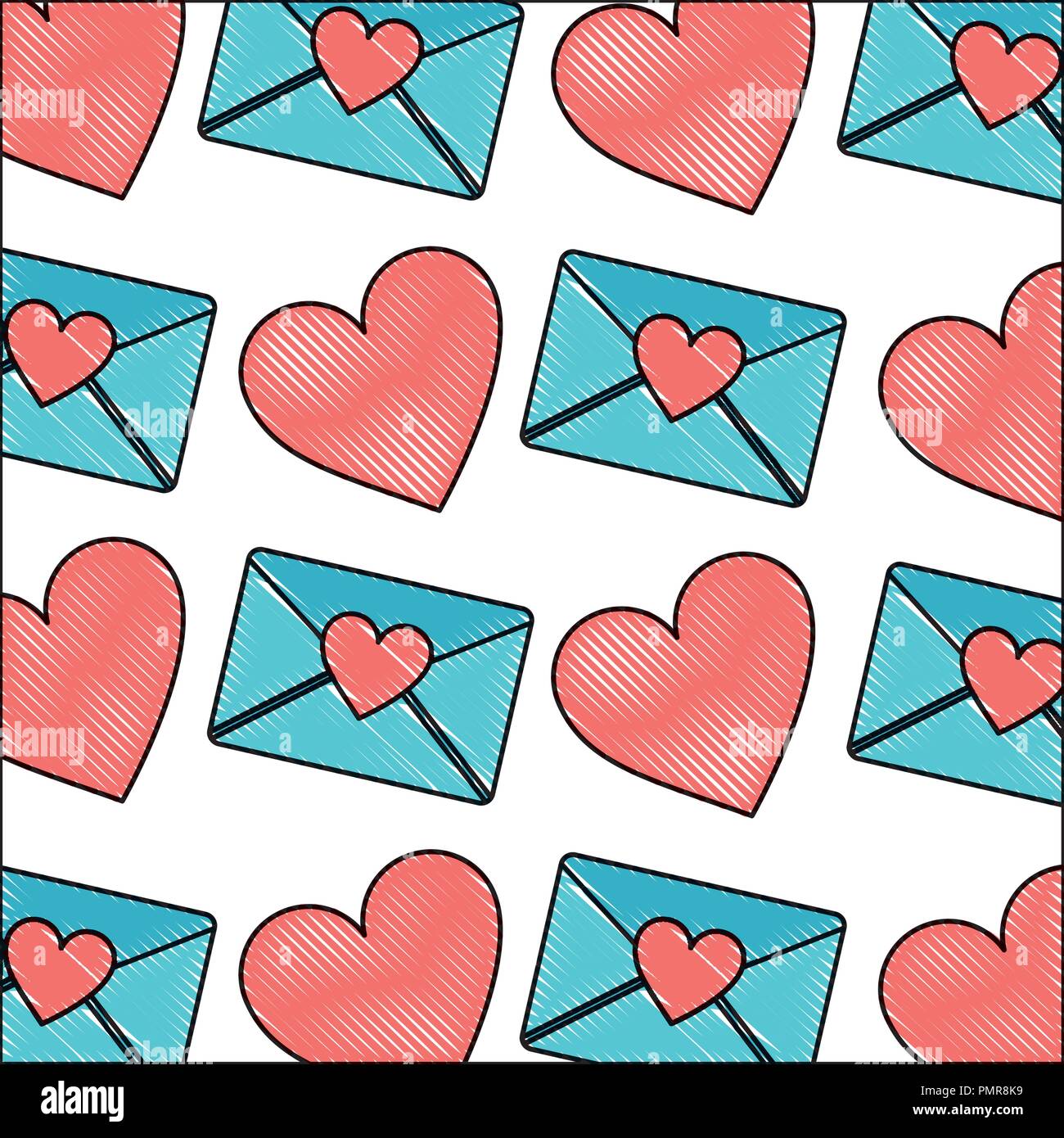 romantic love heart message envelope pattern Stock Vector Image & Art ...