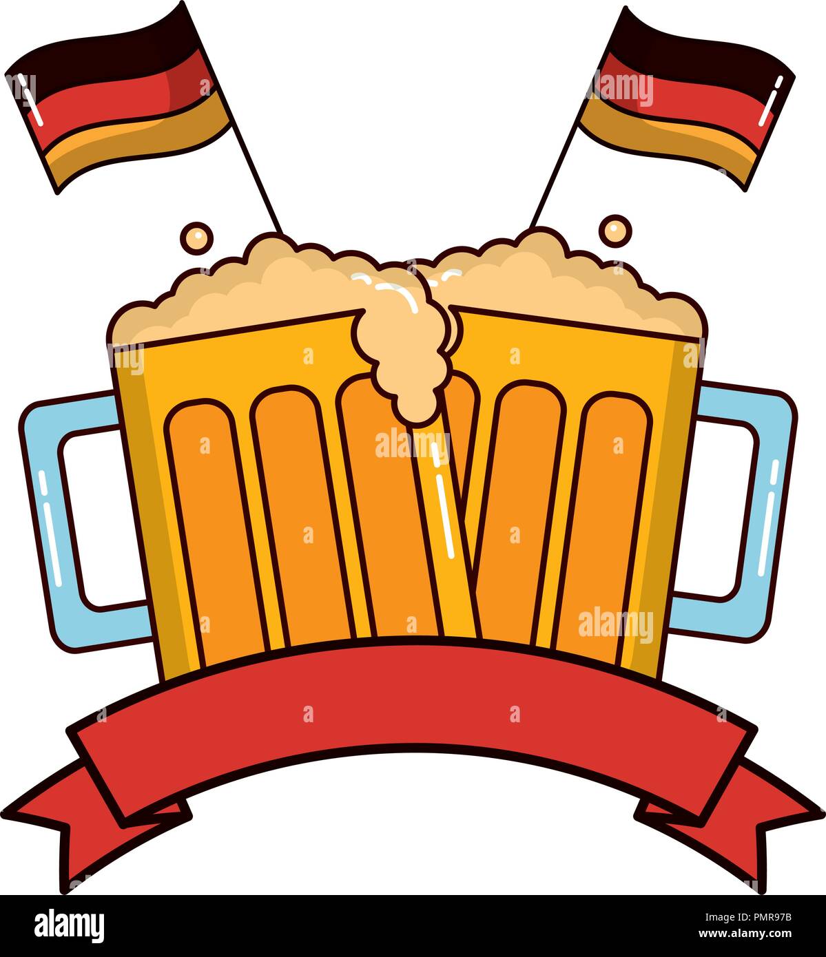 beer jars beverage with ribbon and flags of germany Stock Vector Image ...