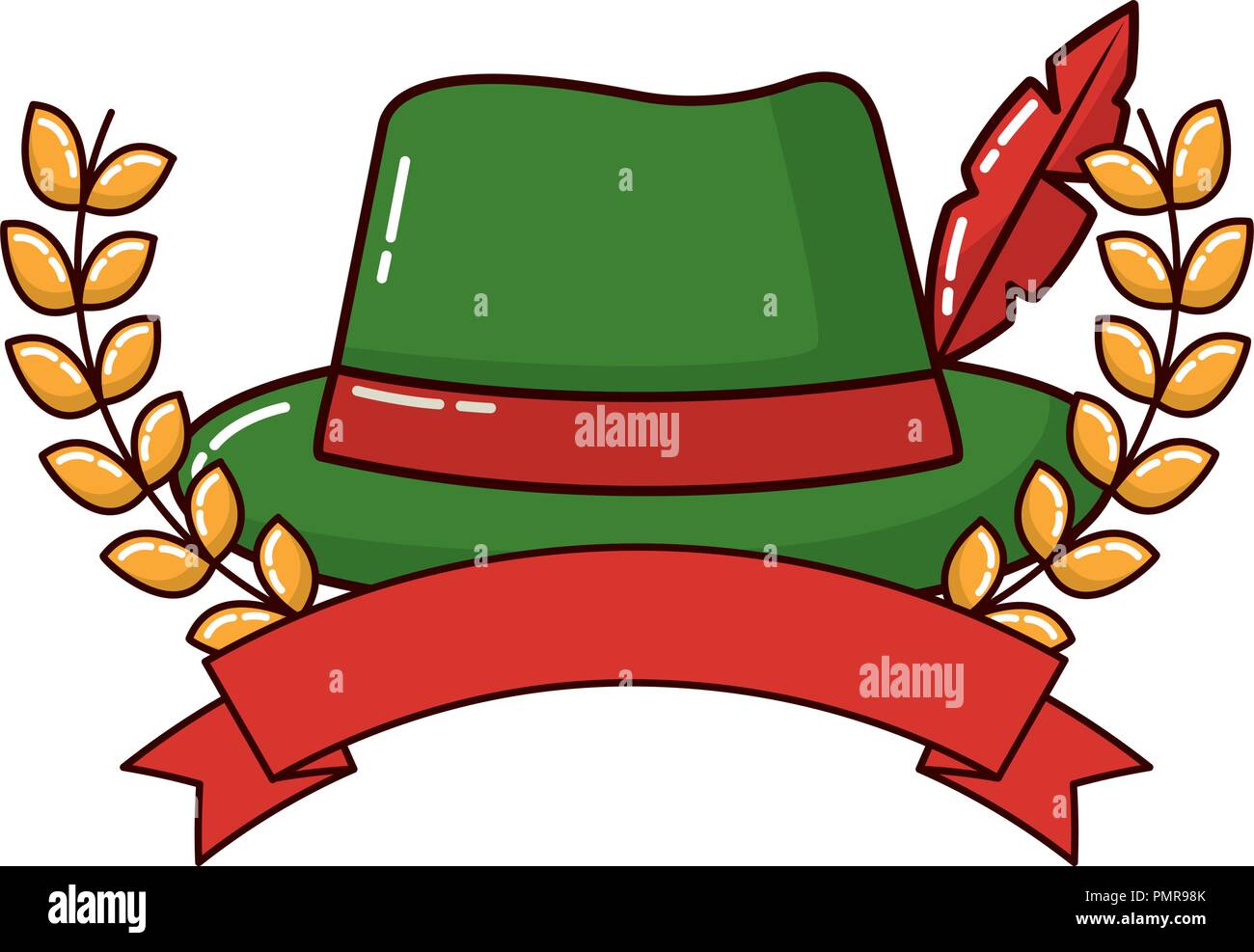 traditional german hat with ribbon and crown Stock Vector Image & Art ...