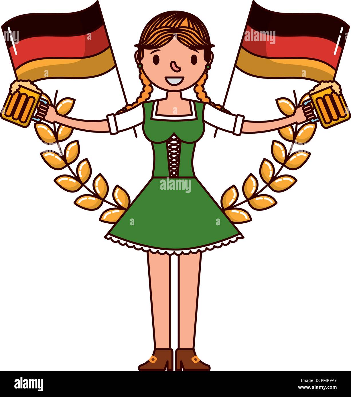 german woman with beers jars and flags Stock Vector Image & Art - Alamy