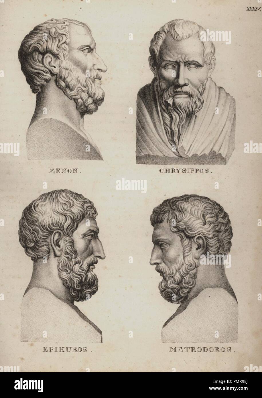 Bildnisse- Zenon, Chrysippos, Epikuros, Metrodoros - Horner Johann ...