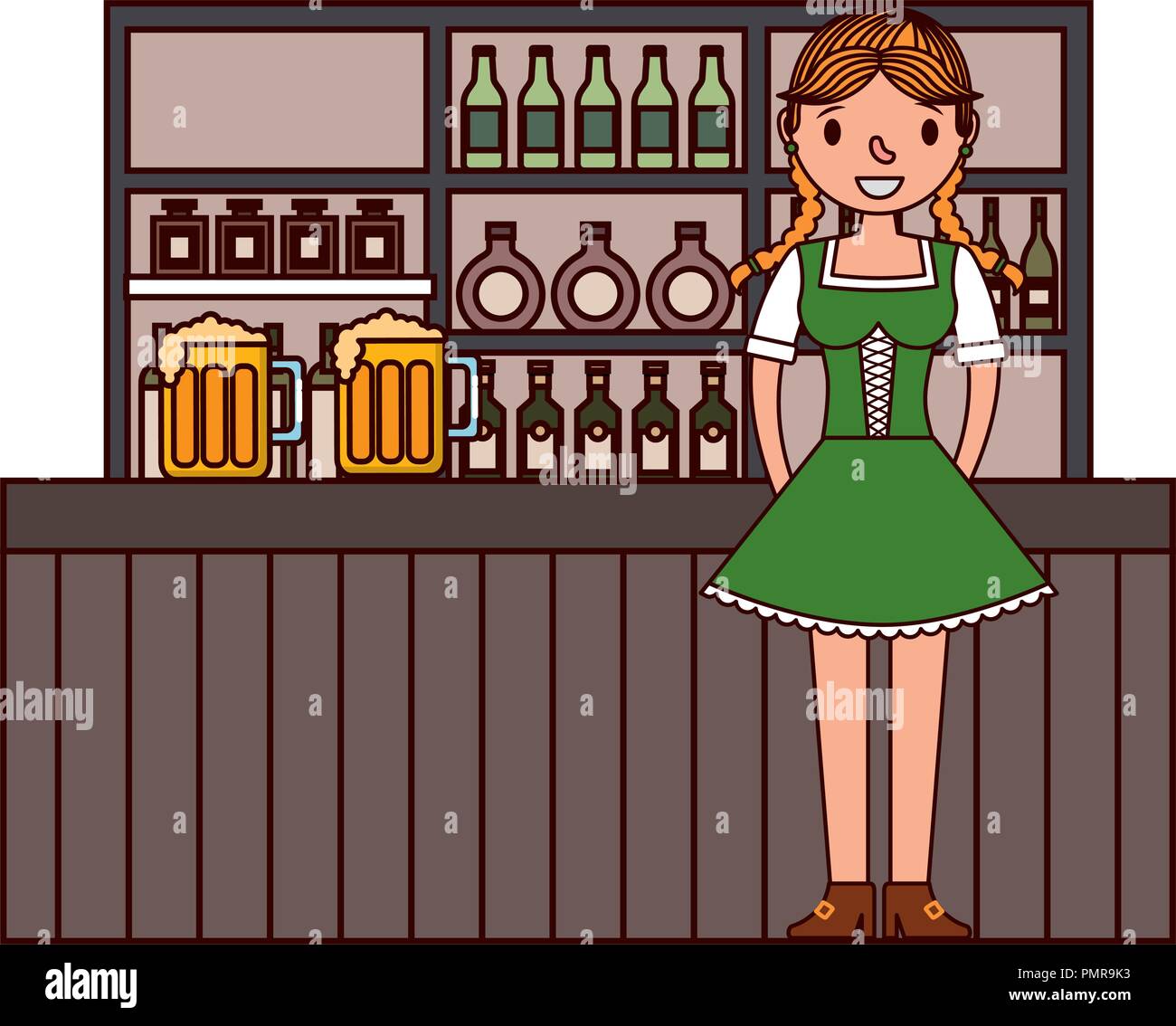 german woman with typical dress in bar Stock Vector Image & Art - Alamy