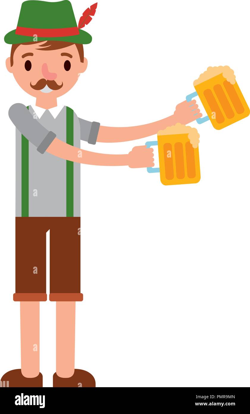 german man with typical costume and beers Stock Vector Image & Art - Alamy