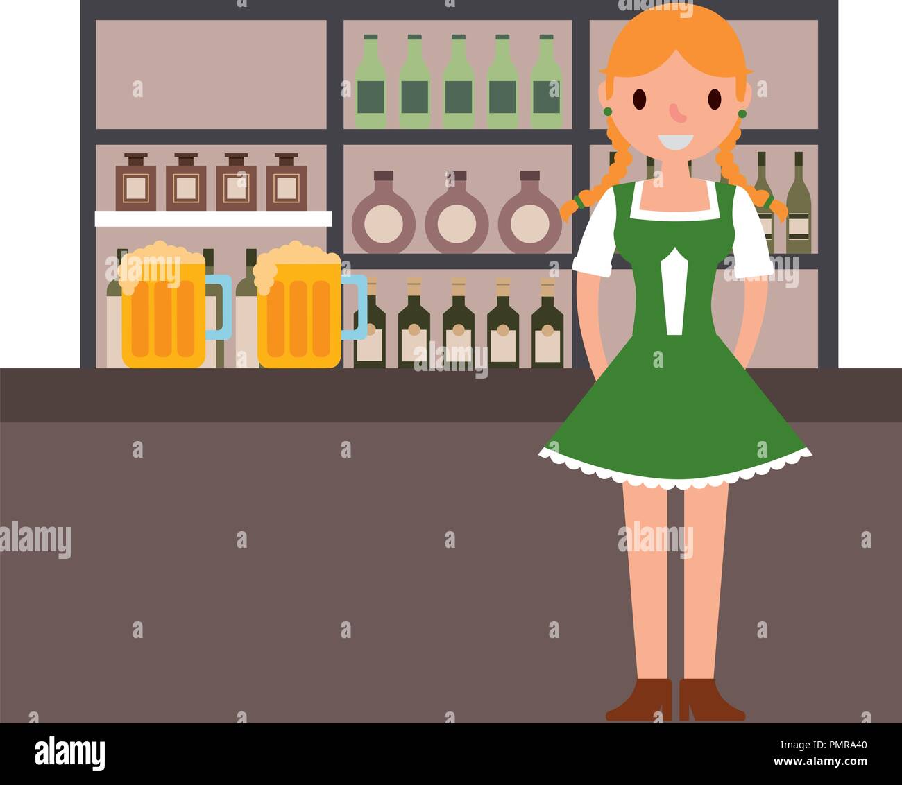 german woman with typical dress in bar Stock Vector Image & Art - Alamy