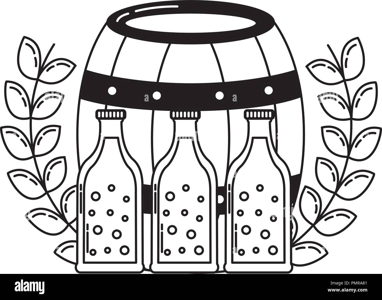 barrel wooden with bottles beer and crown Stock Vector Image & Art - Alamy