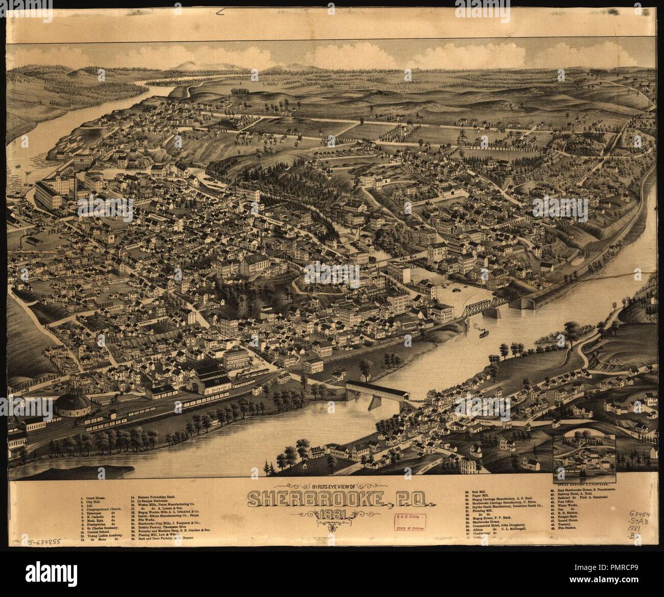 Bird's eye view of Sherbrooke, P.Q Stock Photo - Alamy