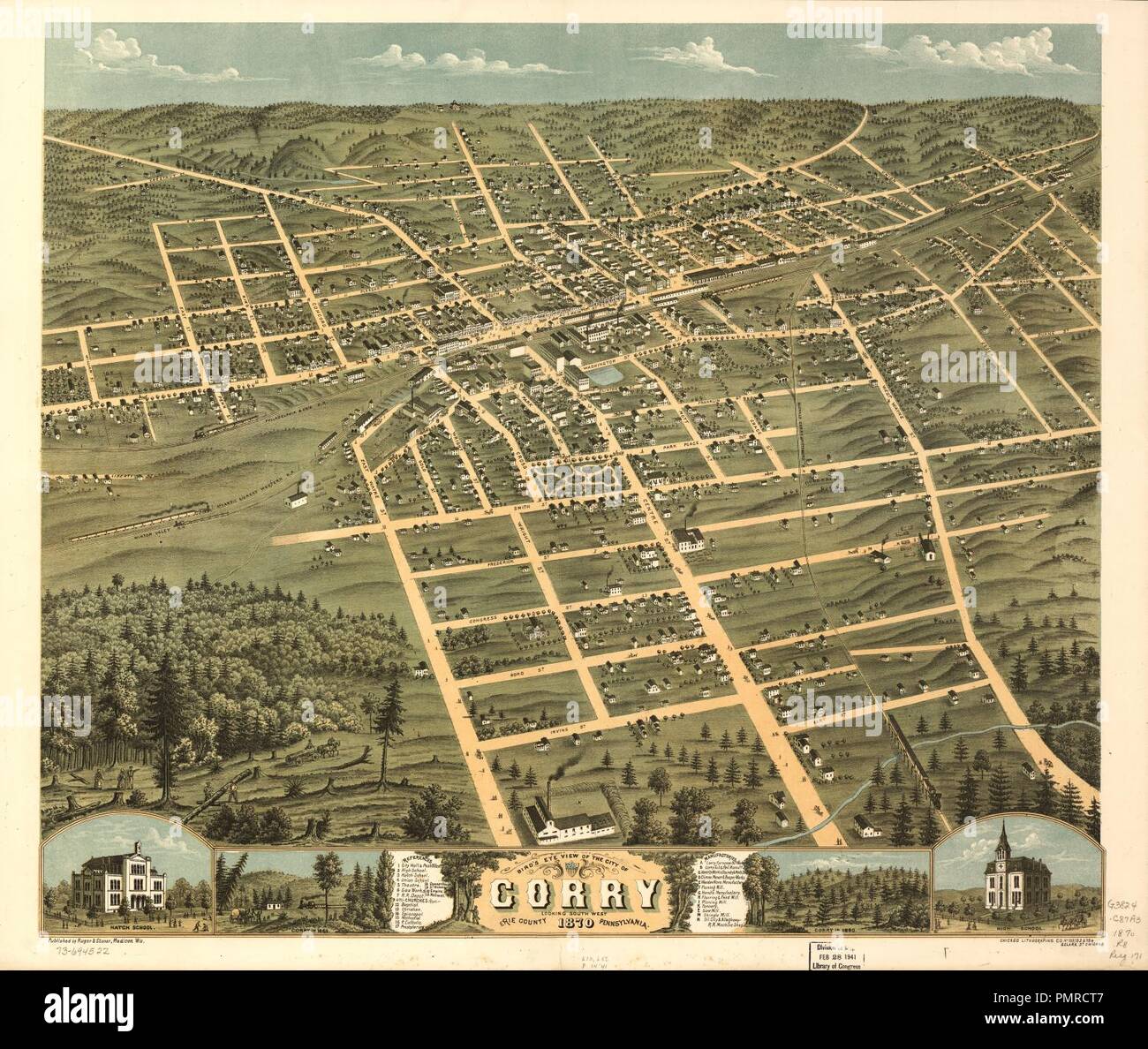 Bird's eye view of the city of Corry, Erie County, Pennsylvania 1870 ...