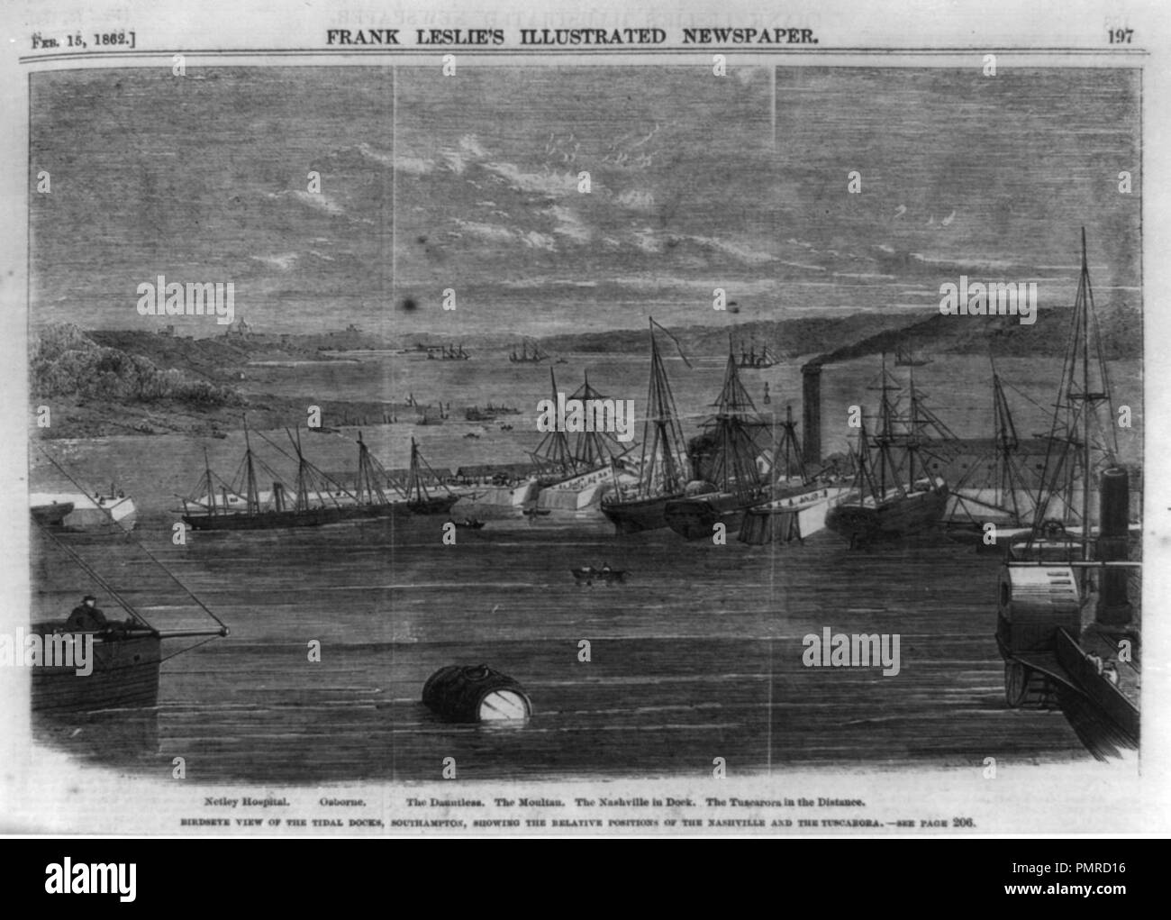 Bird's eye view of the tidal docks at Southampton, showing the relative ...