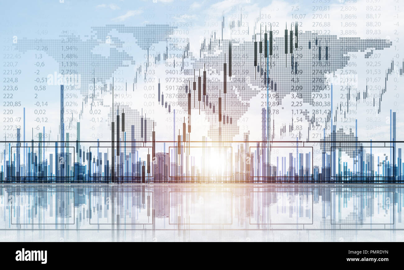 Concept of global communication and networking with world map ov Stock ...